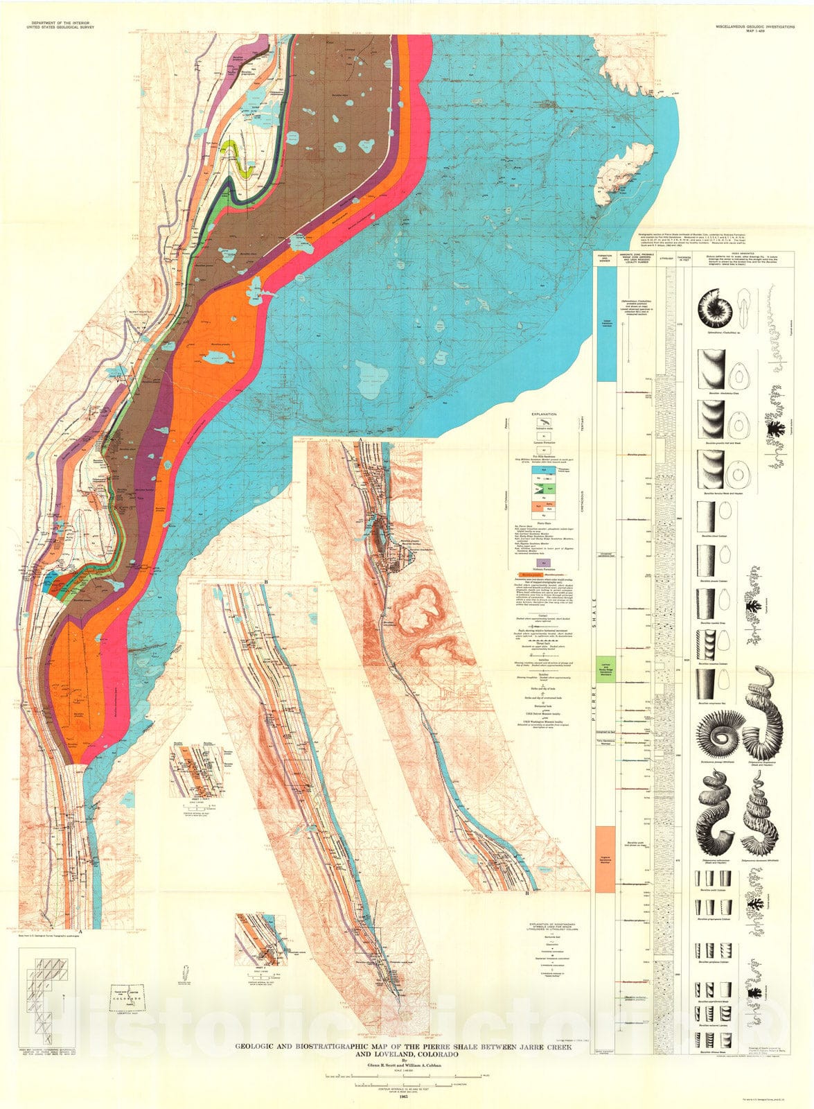 Pierre Shale Colorado Biostratigraphic Map 1965 | Historic Pictoric