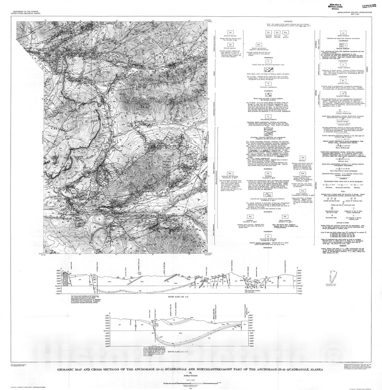 Map : Geologic map and cross sections of the Anchorage (D-2) quadrangl ...