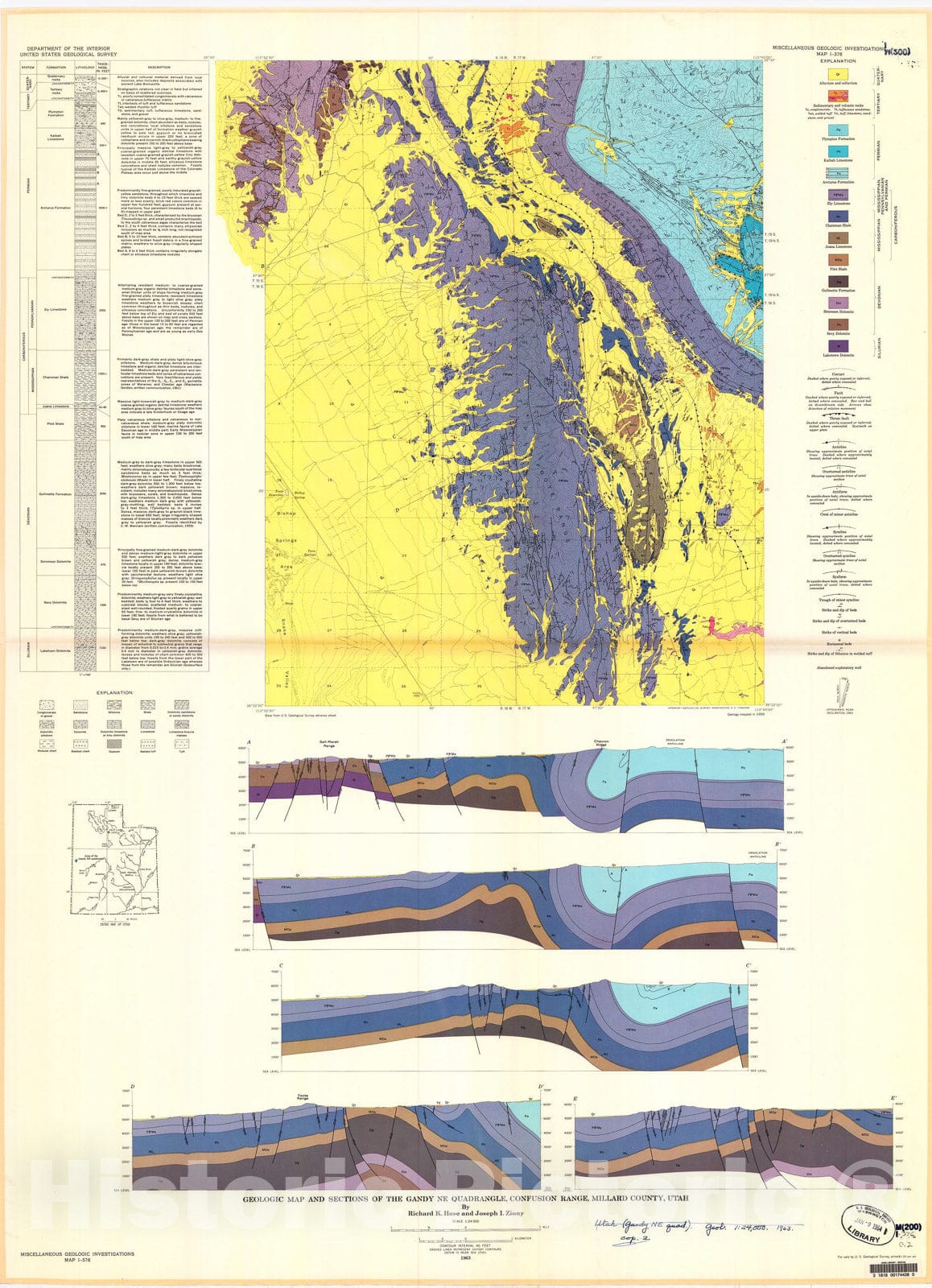 Map : Geologic map and sections of the Gandy NE quadrangle, Confusion ...