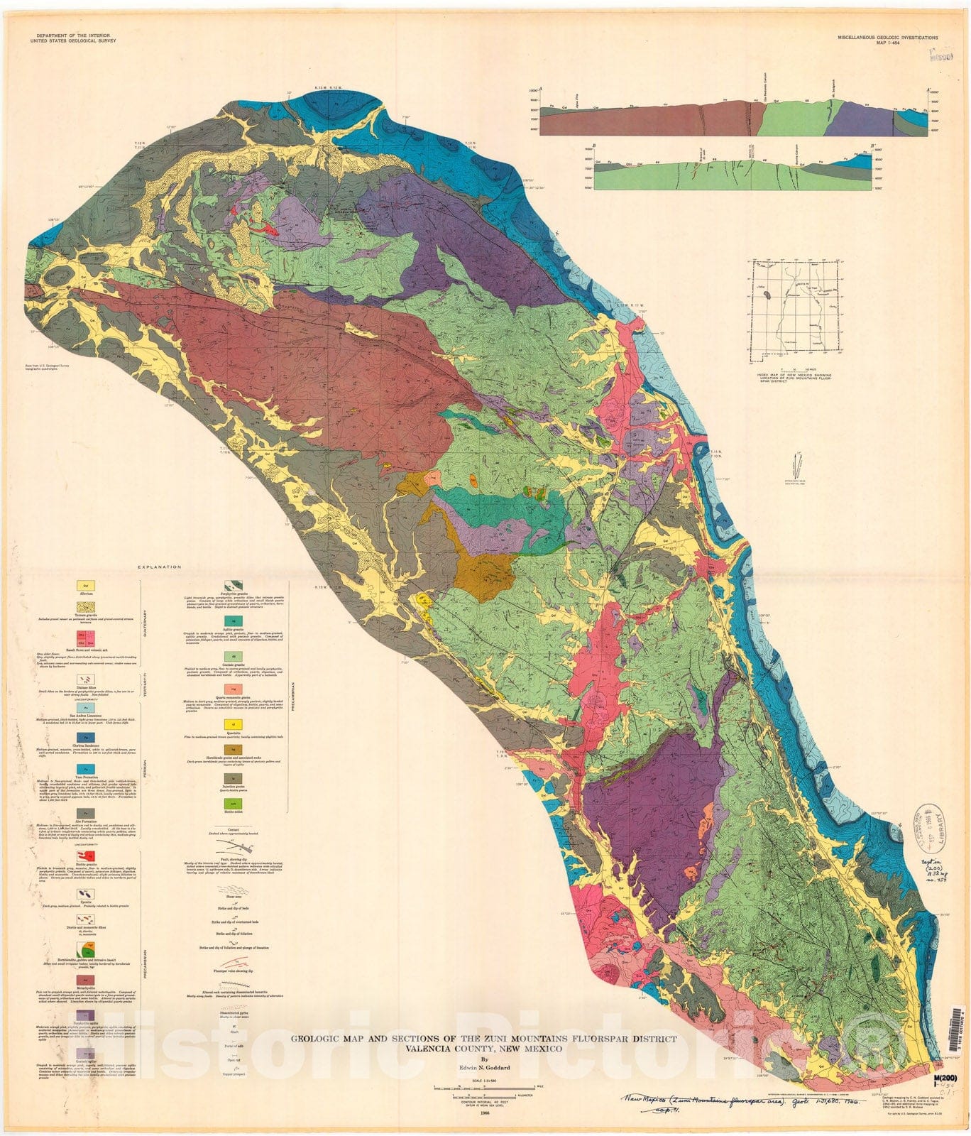 Map : Geologic map and sections of the Zuni Mountains fluorspar distri ...