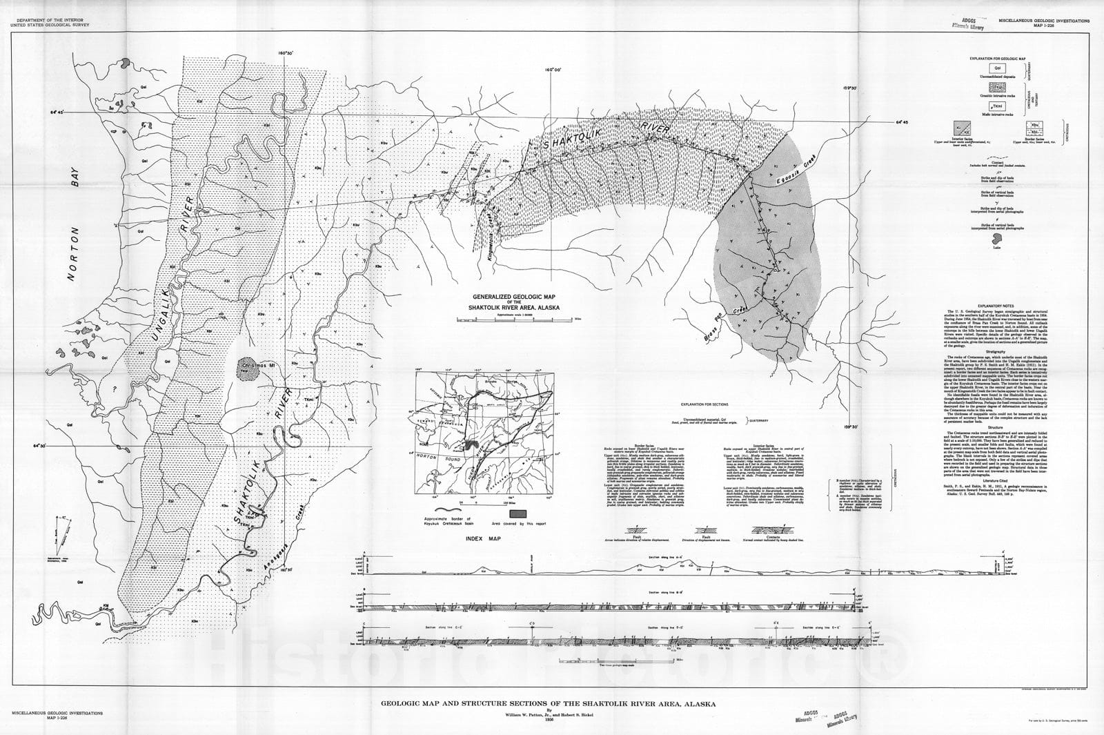 Map : Geologic map and structure sections of the Shaktolik River area ...