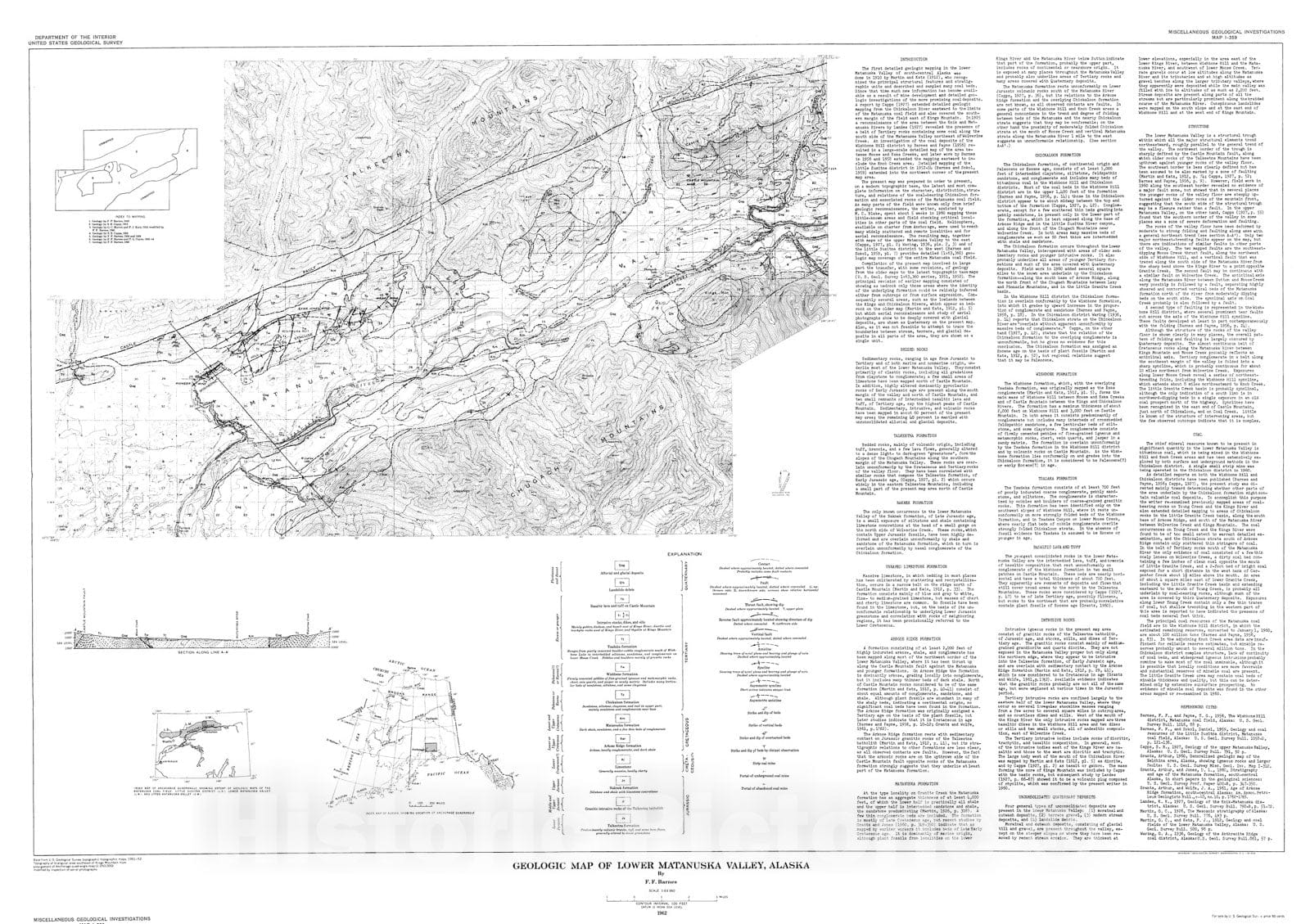 Map : Geologic map of Lower Matanuska Valley, Alaska, 1962 Cartography ...