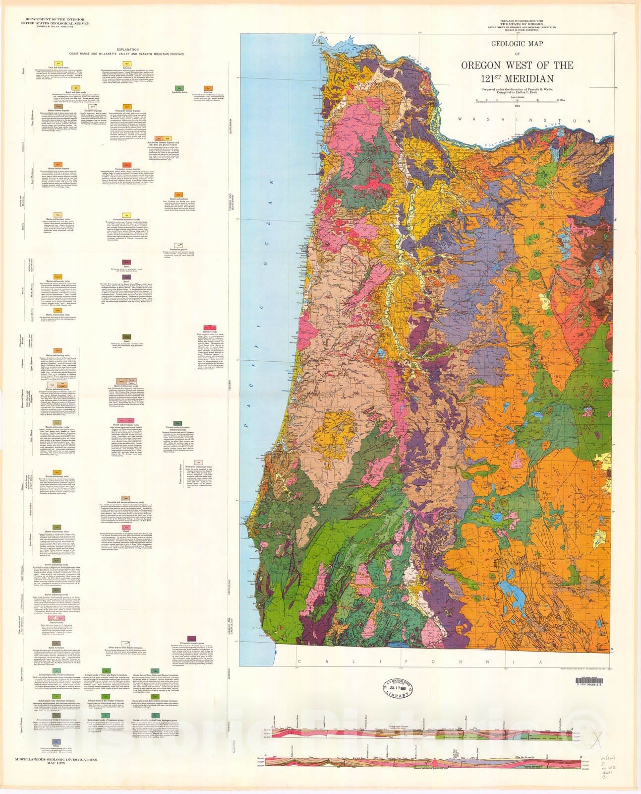 Map : Geologic map of Oregon west of the 121st Meridian, 1961 Cartogra ...
