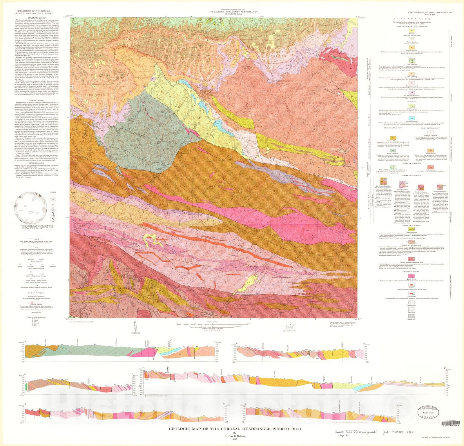 Map : Geologic map of the Corozal quadrangle, Puerto Rico, 1967 Cartog ...