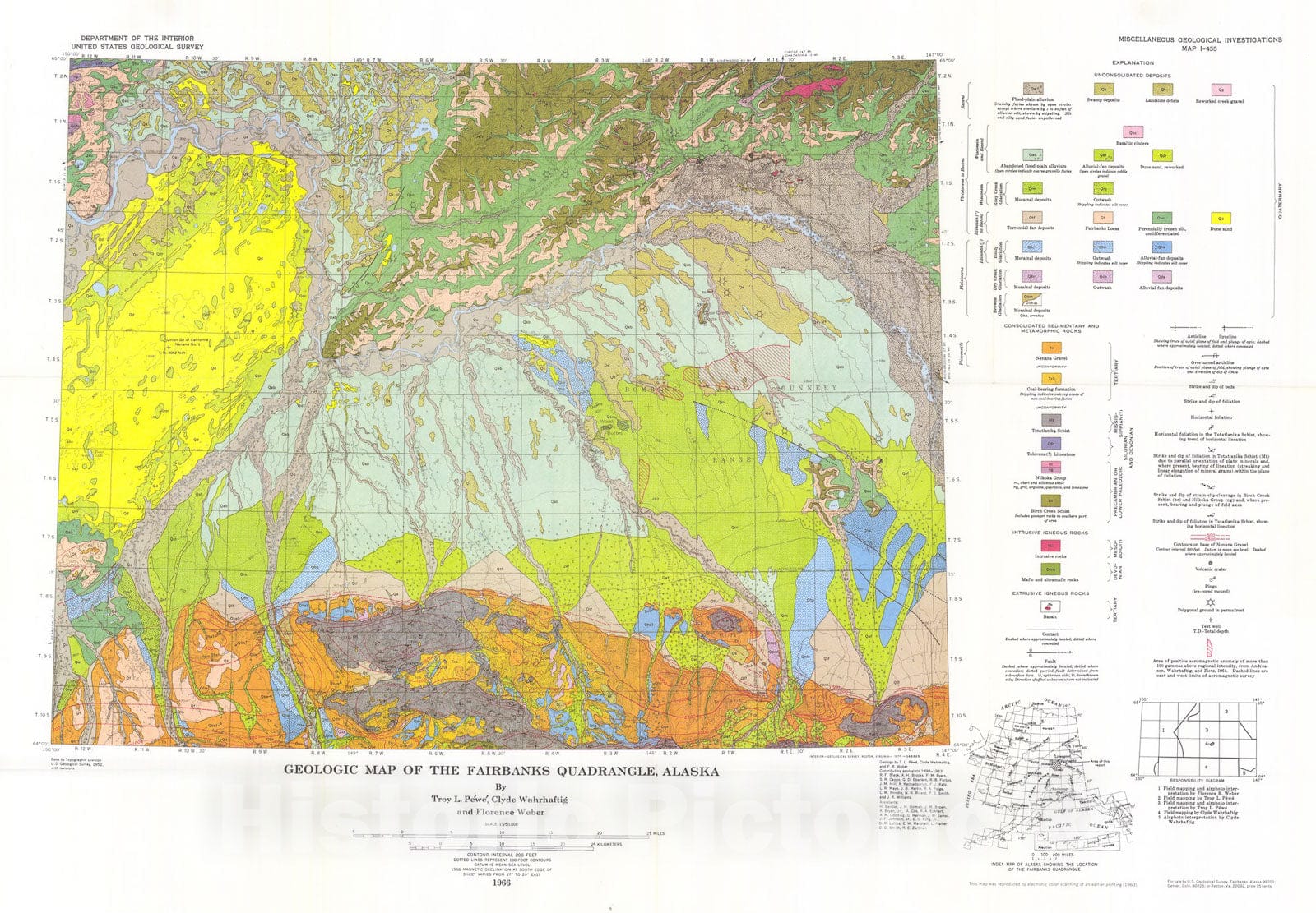 Map : Geologic map of the Fairbanks quadrangle, Alaska, 1966 Cartograp ...