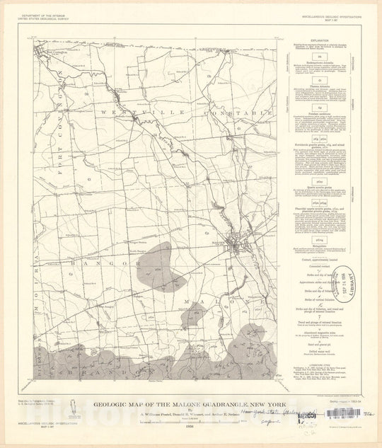 Map : Geologic map of the Malone quadrangle, New York, 1956 Cartograph ...