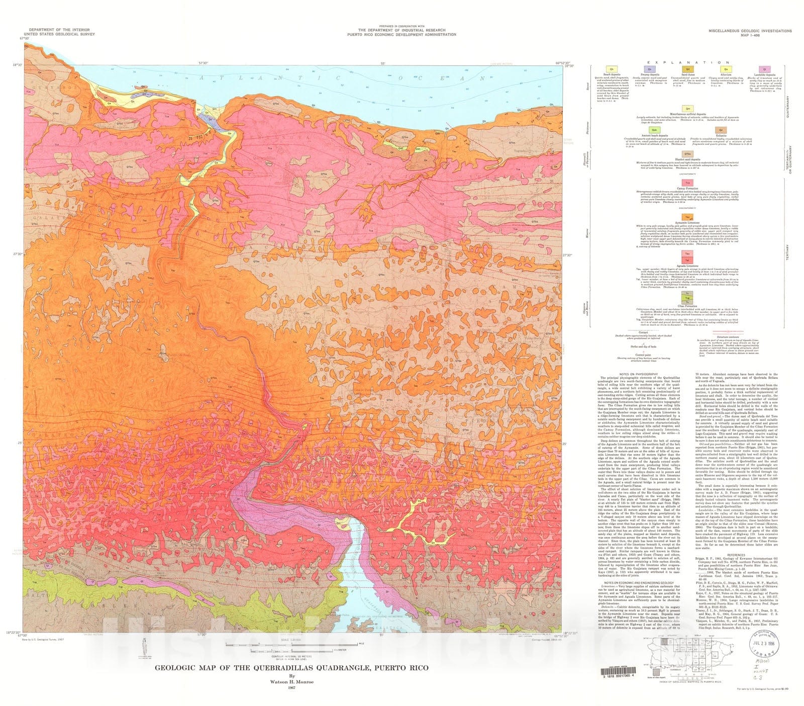 Map : Geologic map of the Quebradillas quadrangle, Puerto Rico, 1967 C ...