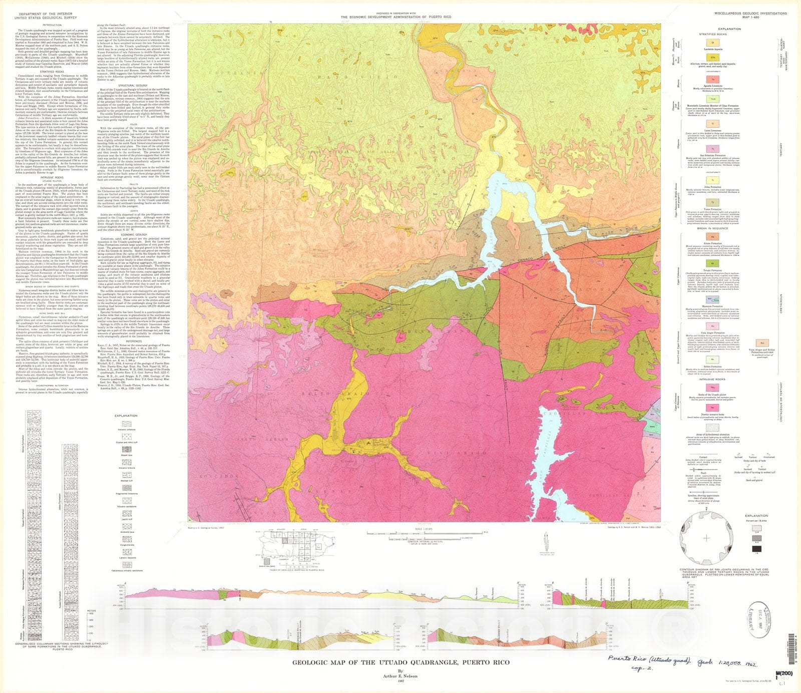 Map : Geologic map of the Utuado quadrangle, Puerto Rico, 1967 Cartogr ...