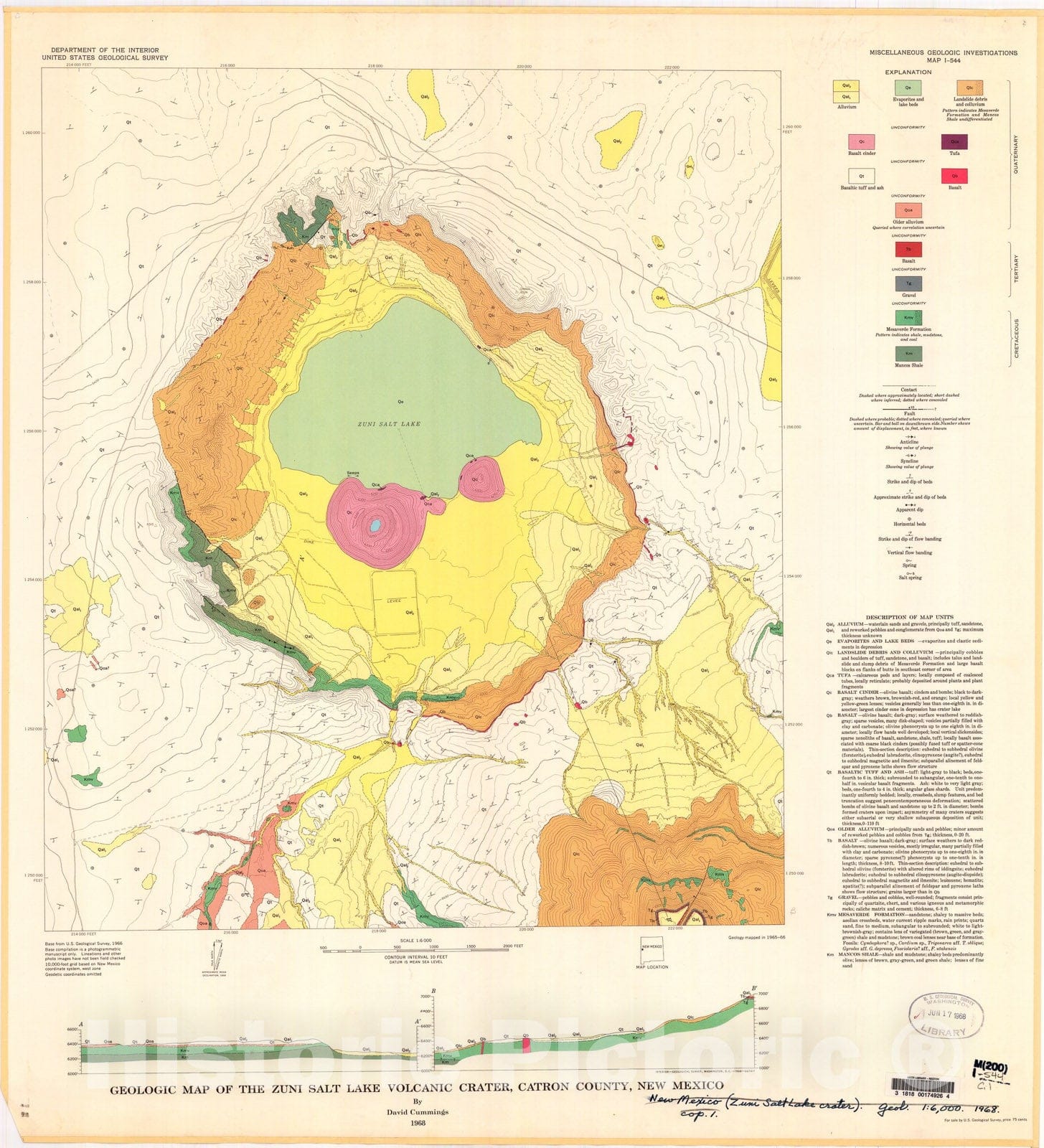 Map : Geologic map of the Zuni Salt Lake volcanic crater, Catron Count ...