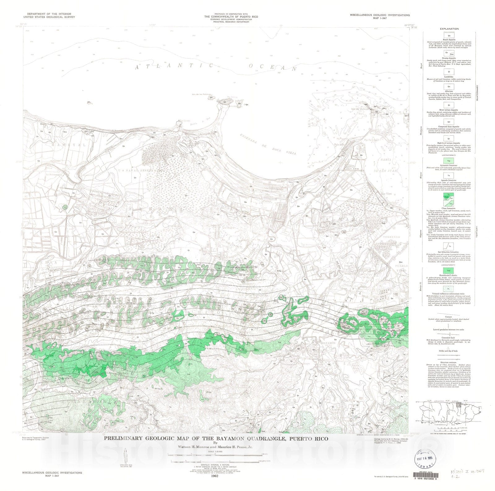 Map : Preliminary geologic map of the Bayamon quadrangle, Puerto Rico ...