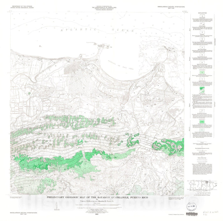 Map : Preliminary geologic map of the Bayamon quadrangle, Puerto Rico ...