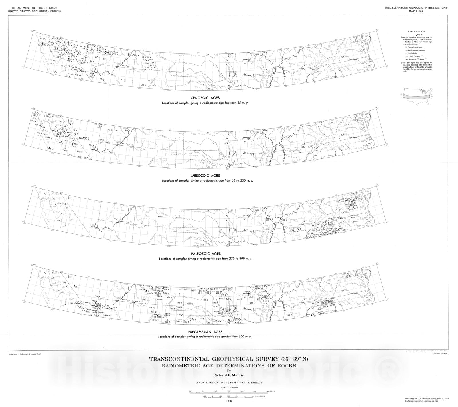 Map : Transcontinental geophysical survey (35 degrees - thirty-nine de ...