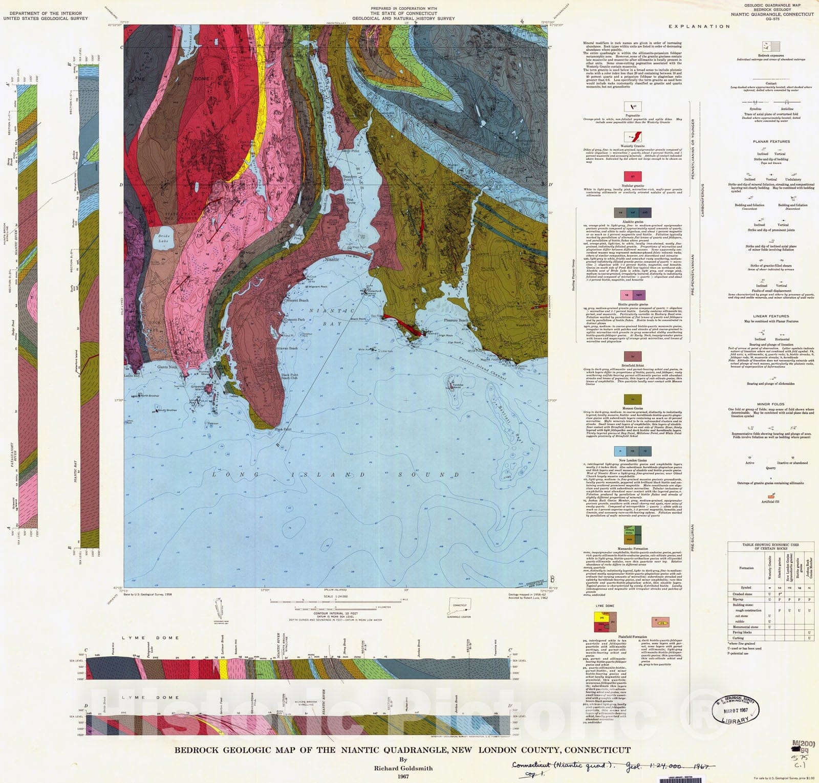 Map : Bedrock geologic map of the Niantic quadrangle, New London Count ...