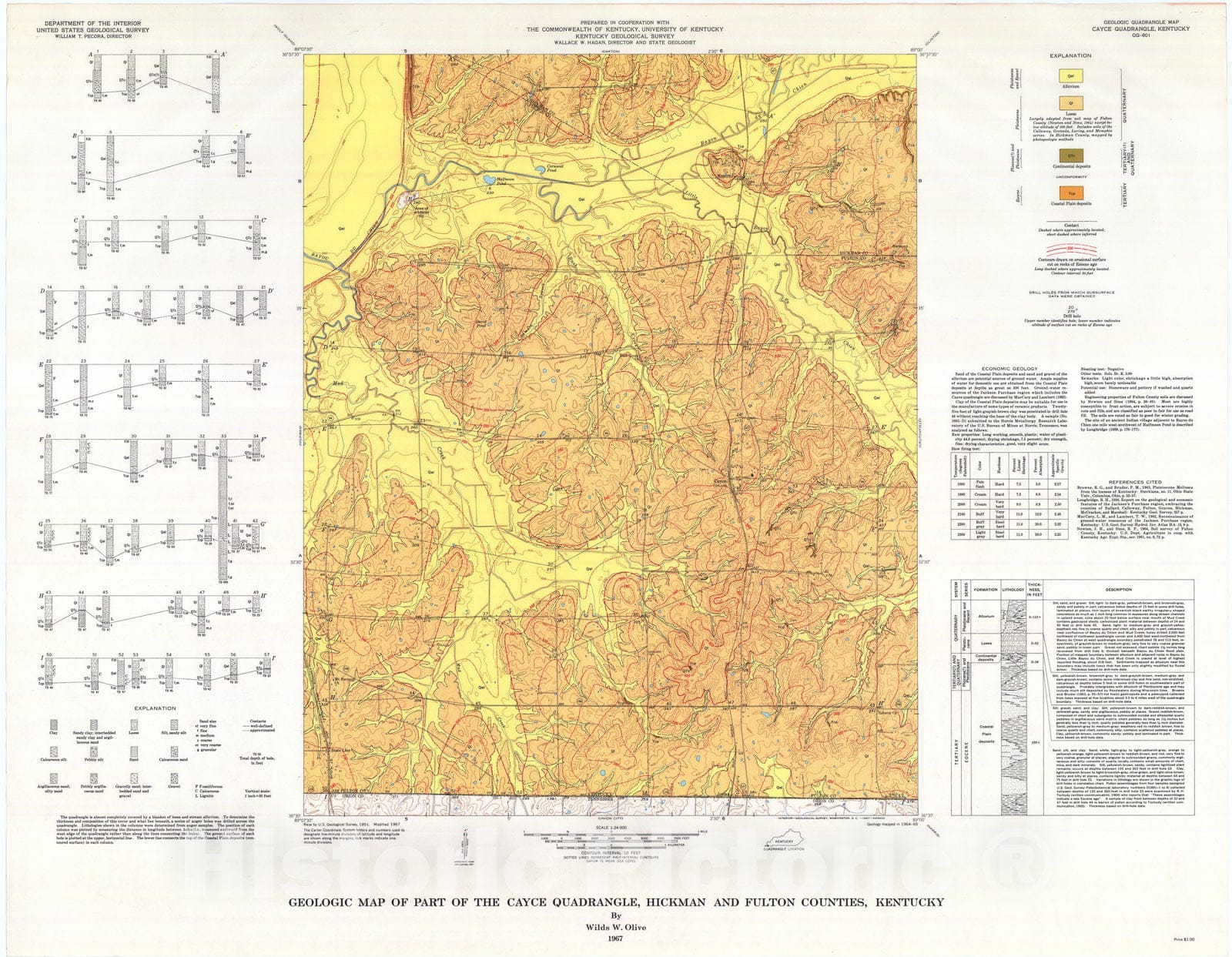 Map : Geologic map of part of the Cayce quadrangle, Hickman and Fulton ...