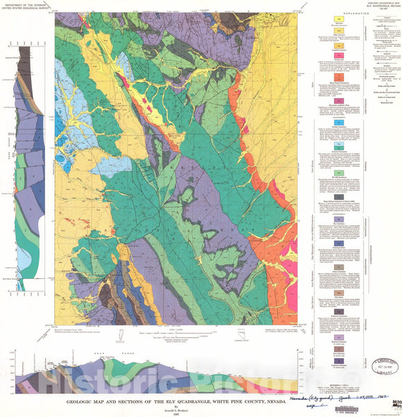 Map : Geologic map and sections of the Ely quadrangle, White Pine Coun ...