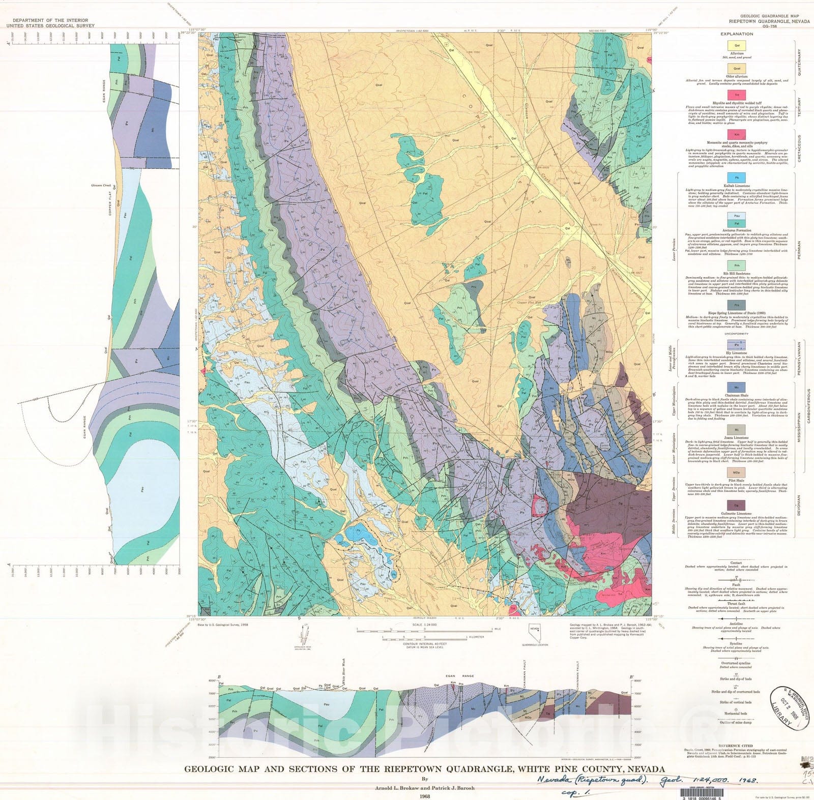 Map : Geologic map of the Riepetown quadrangle, White Pine County, Nev ...
