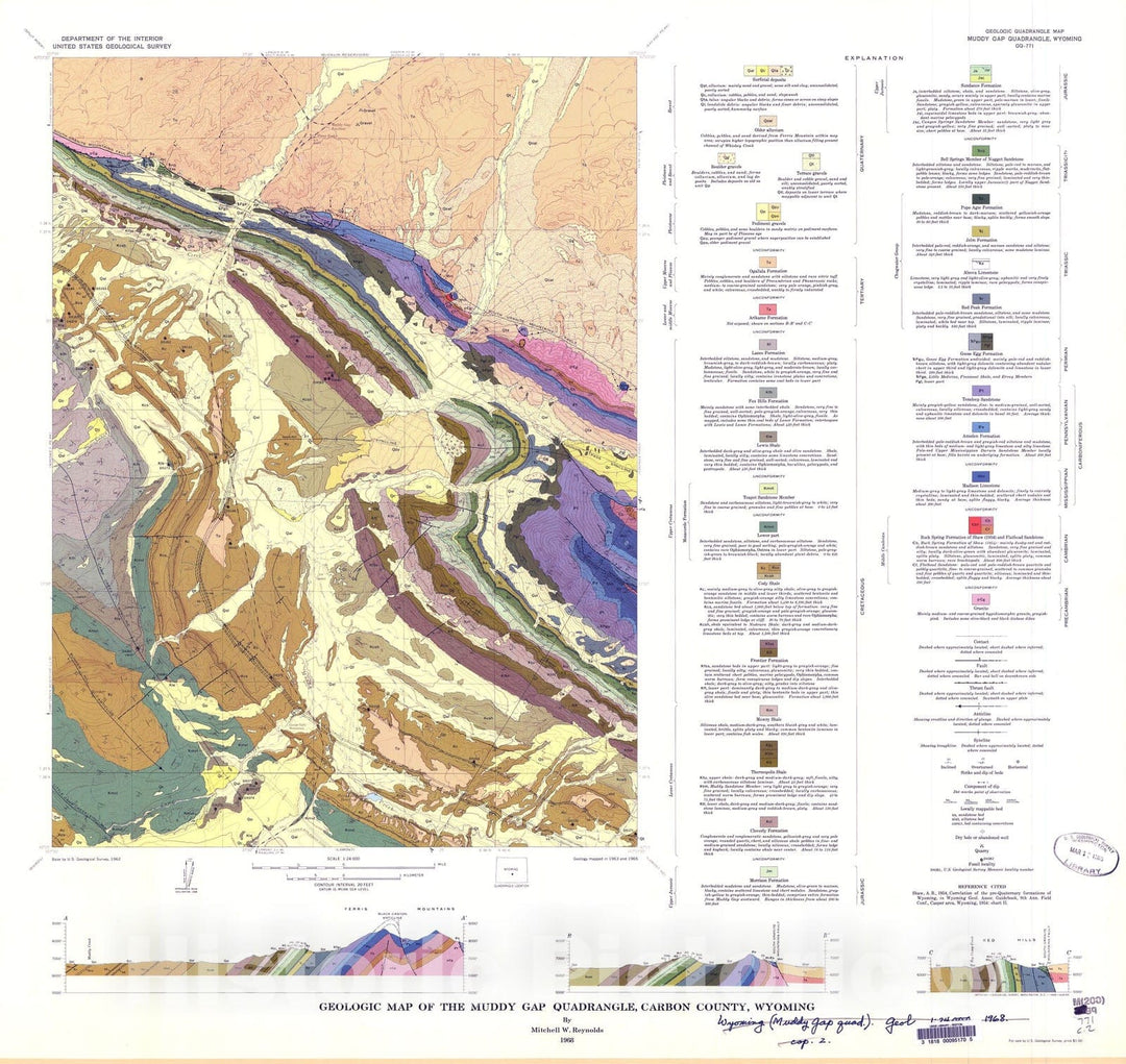 Map : Geologic map of the Muddy Gap quadrangle, Carbon County, Wyoming ...