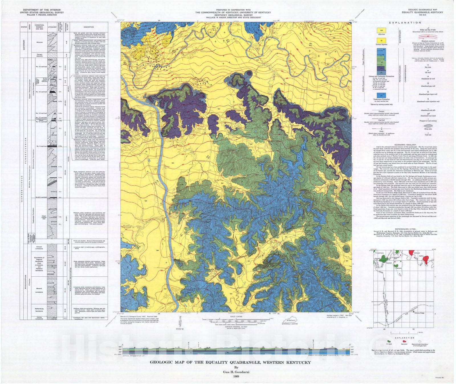 Map : Geologic map of the Equality quadrangle, western Kentucky, 1969 ...