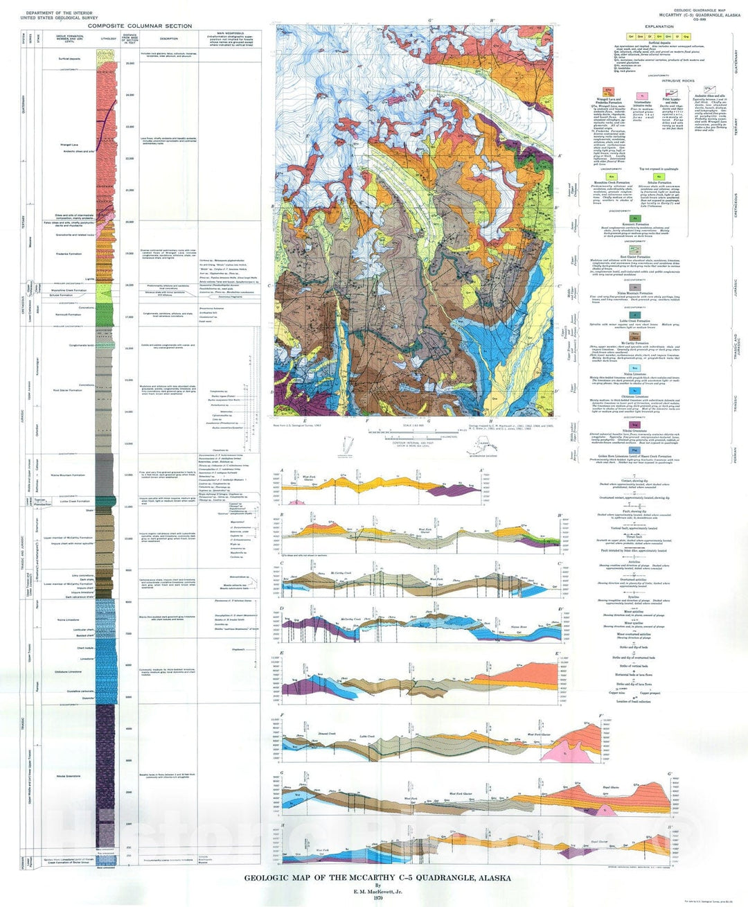 Map : Geologic map of the McCarthy C-5 quadrangle, Alaska, 1970 Cartog ...