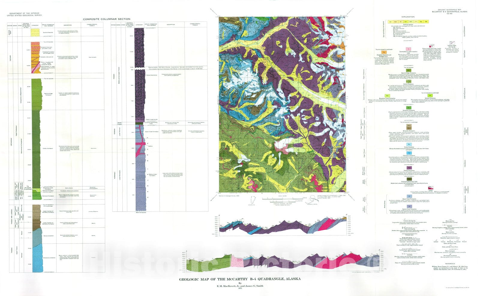 Map : Geologic map of the McCarthy B-4 quadrangle, Alaska, 1972 Cartog ...
