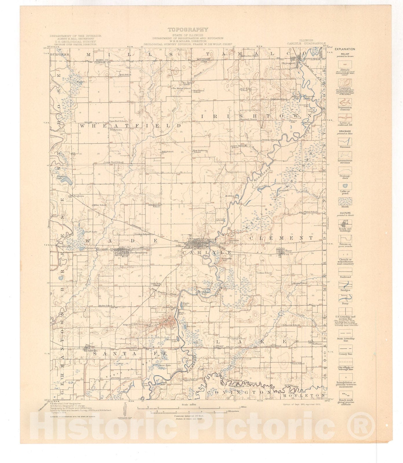 Map : Carlyle-Centralia folio, Illinois, 1923 Cartography Wall Art ...
