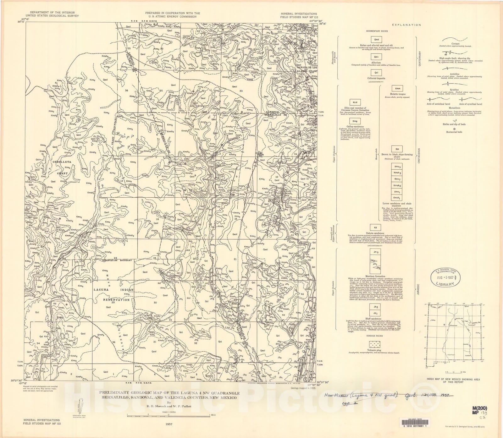 Map : Preliminary geologic map of the Laguna four NW quadrangle, Berna ...