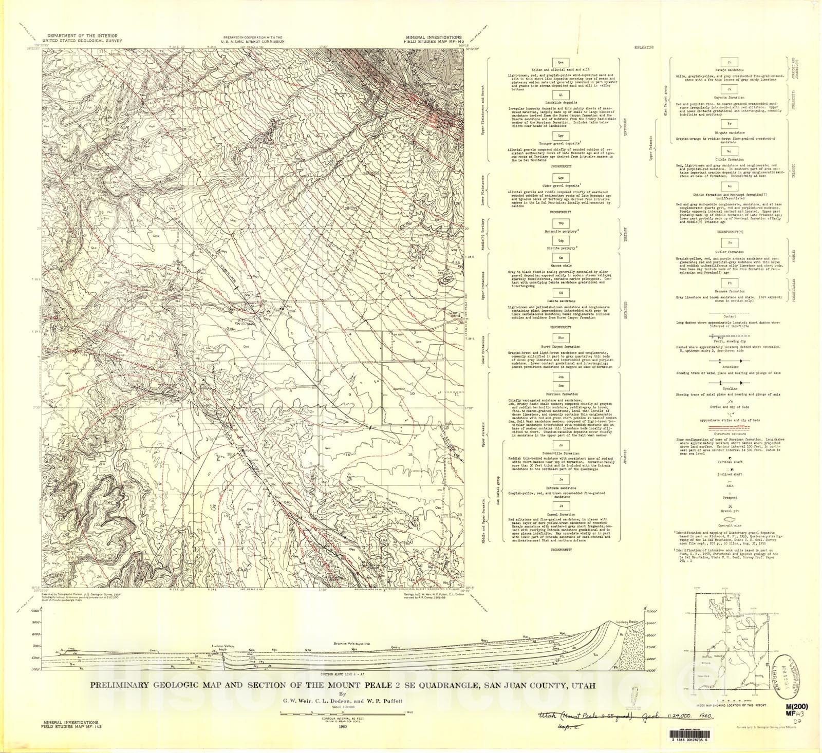 Map : Preliminary geologic map and section of the Mount Peale two SE q ...