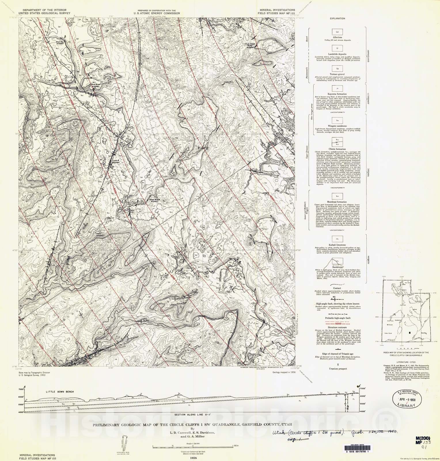 Map : Preliminary geologic map of the Circle Cliffs one SW quadrangle ...