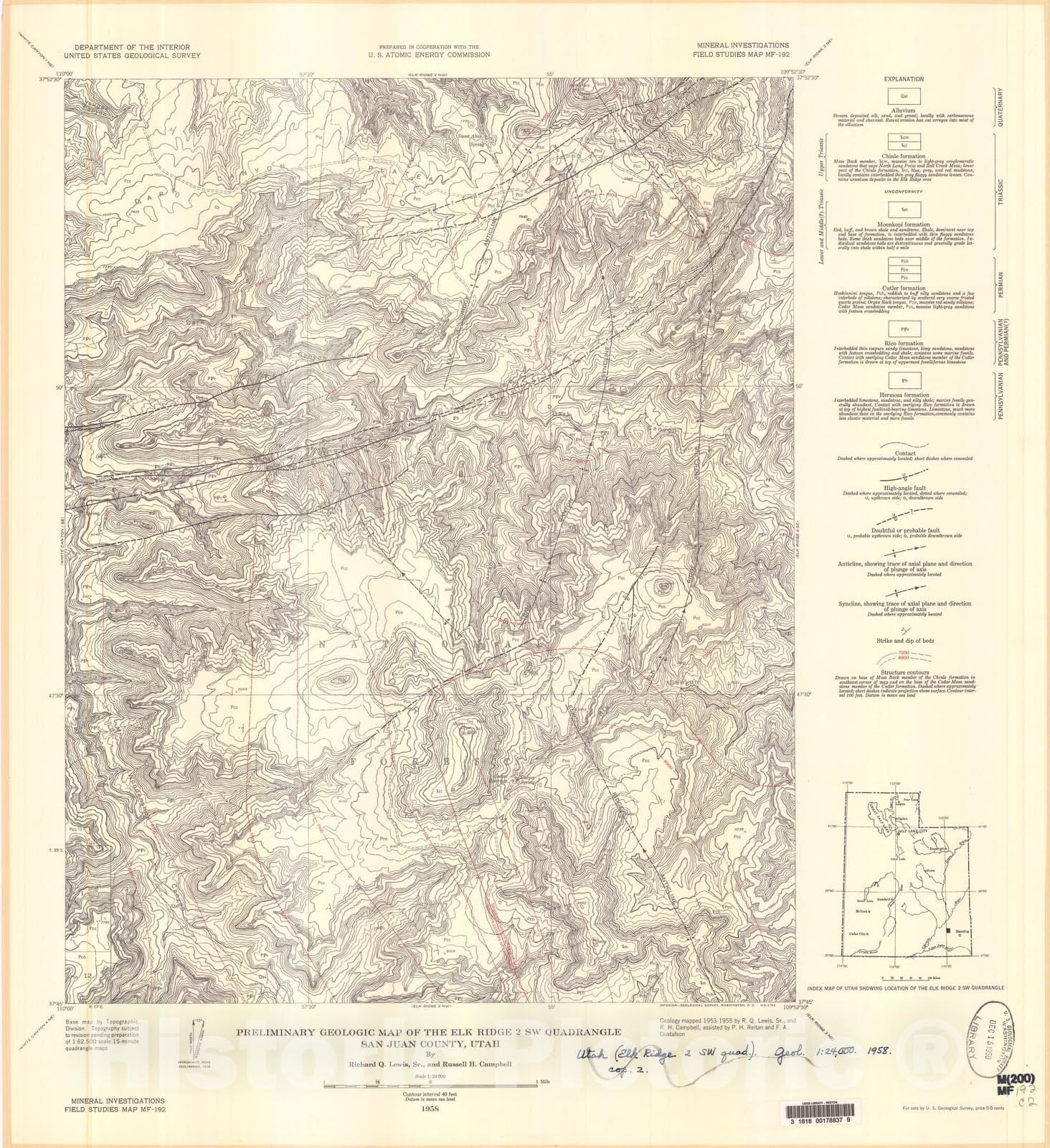 Map : Preliminary geologic map of the Elk Ridge two SW quadrangle, San ...