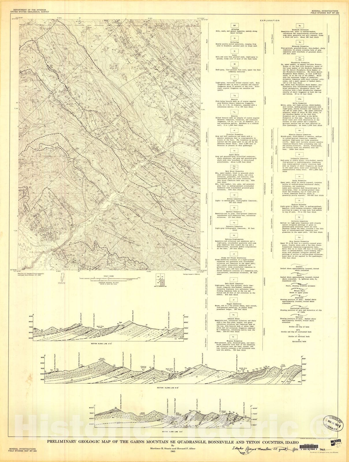 Map : Preliminary geologic map of the Garns Mountain SE quadrangle, Bo ...