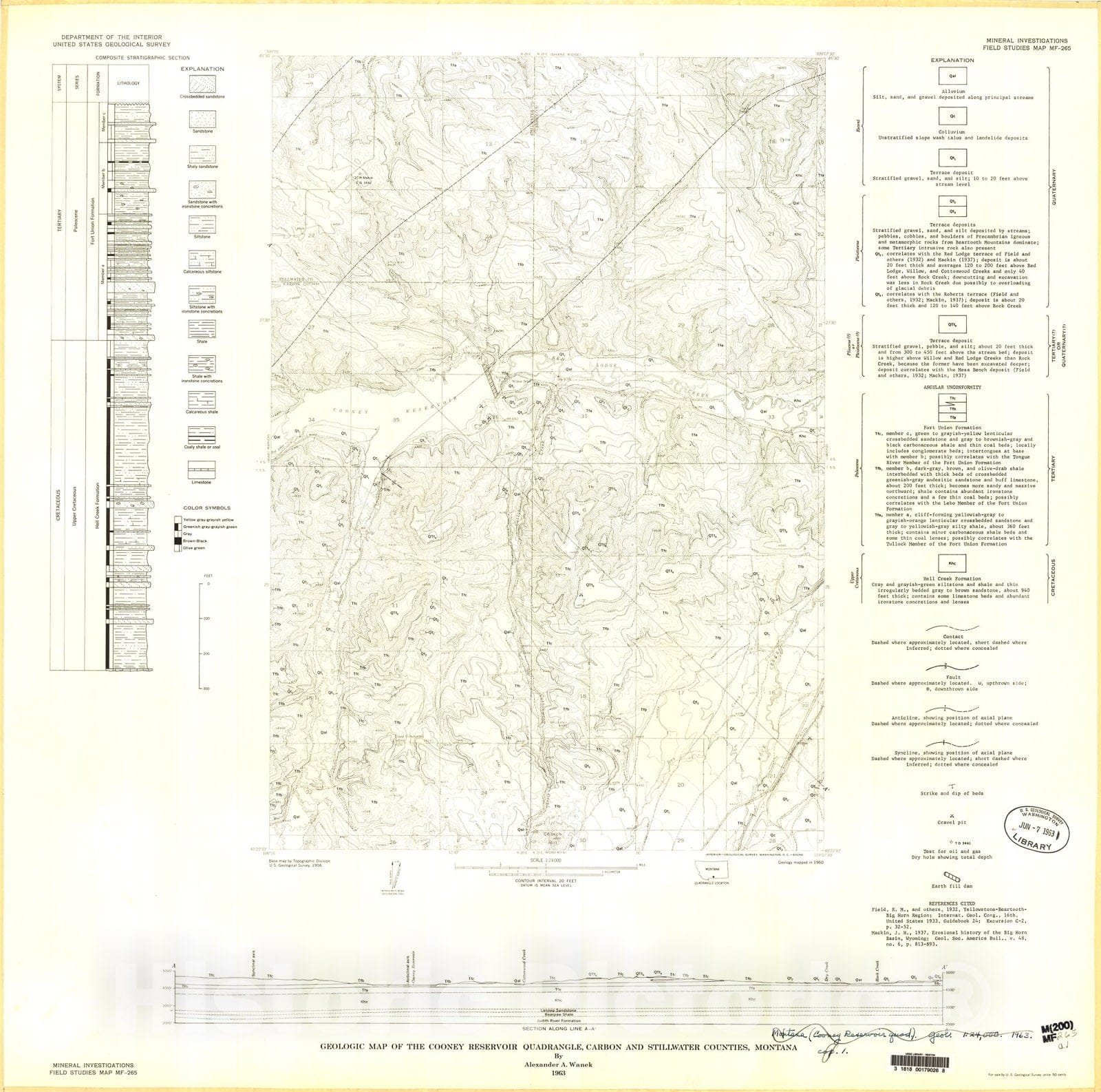 Map : Geologic map of the Cooney Reservoir quadrangle, Carbon and Stil ...