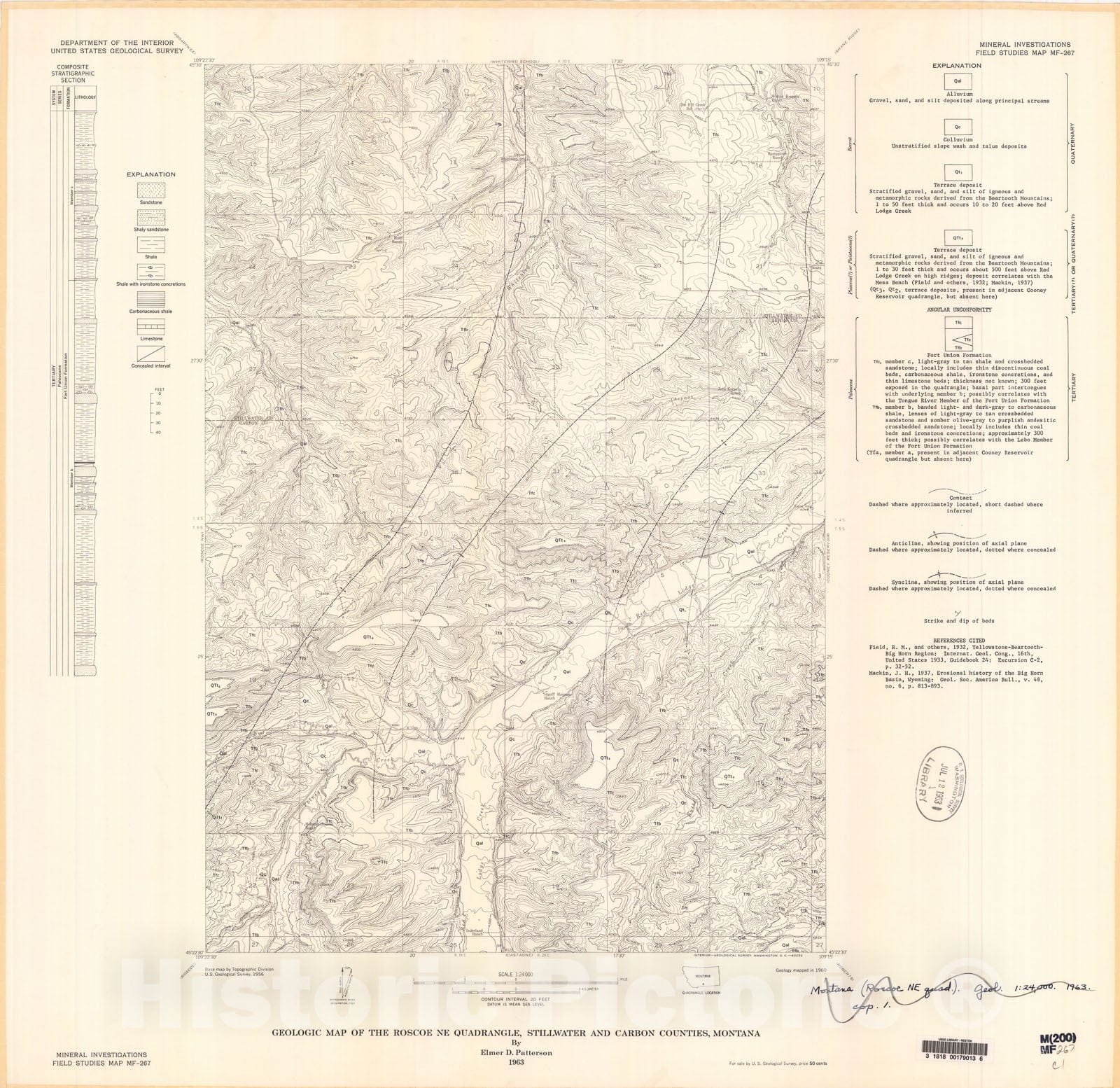Map : Geologic map of the Roscoe NE quadrangle, Stillwater and Carbon ...