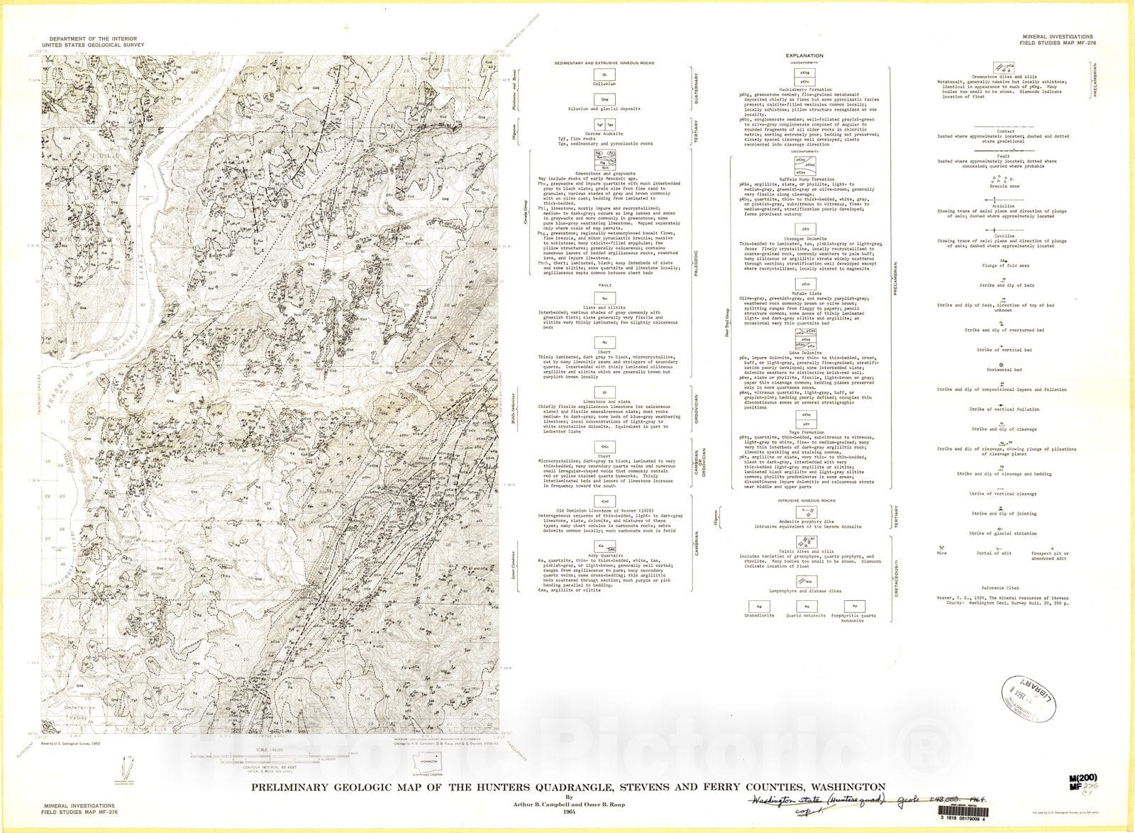 Map : Preliminary geologic map of the Hunters quadrangle, Stevens and ...