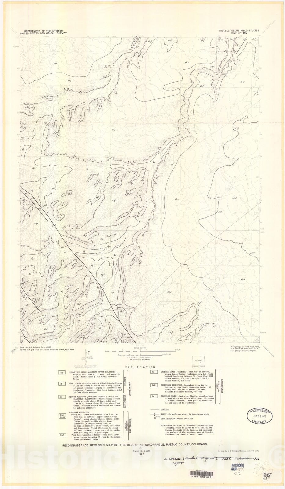 Map : Reconnaissance geologic map of the Beulah NE quadrangle, Pueblo ...