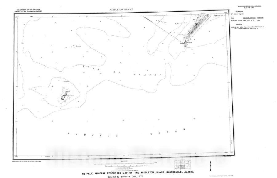 Map : Metallic mineral resources map of the Middleton Island quadrangl ...