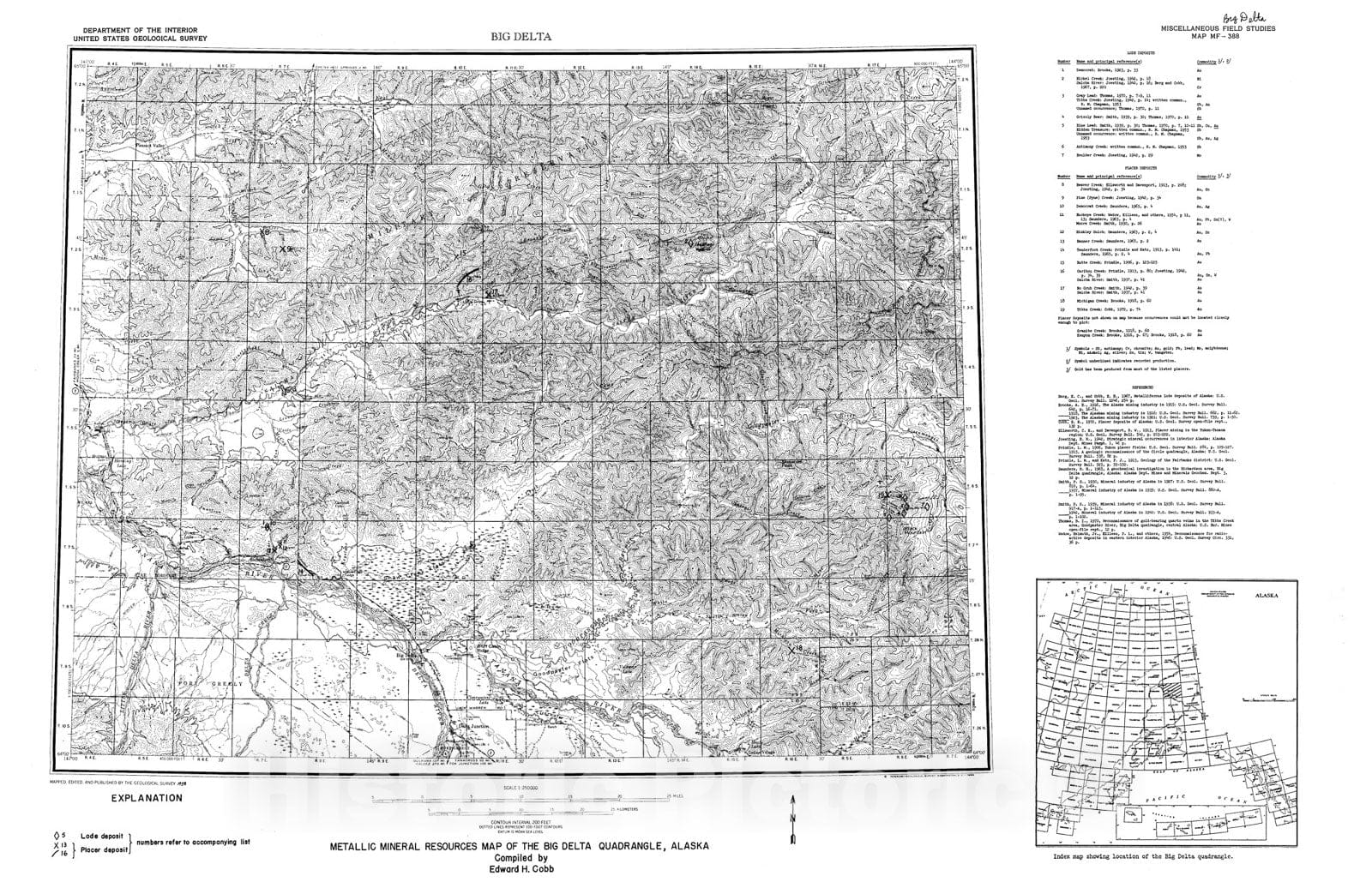 Map : Metallic mineral resources map of the Big Delta quadrangle, Alas – Historic Pictoric