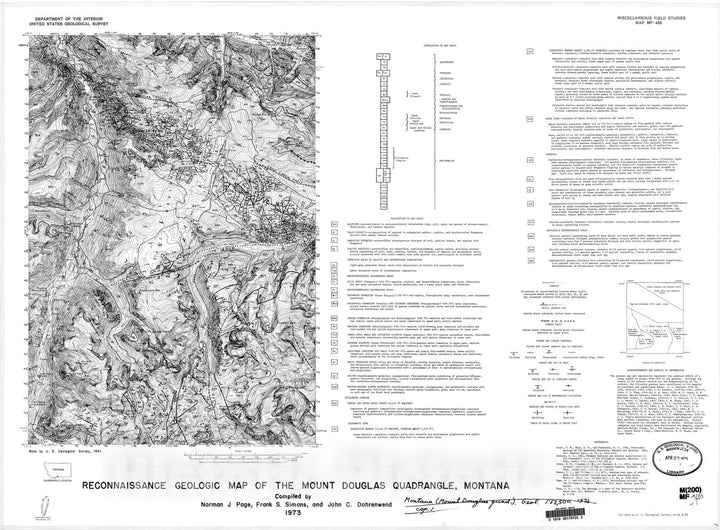Map : Reconnaissance geologic map of the Mount Douglas quadrangle, Mon ...
