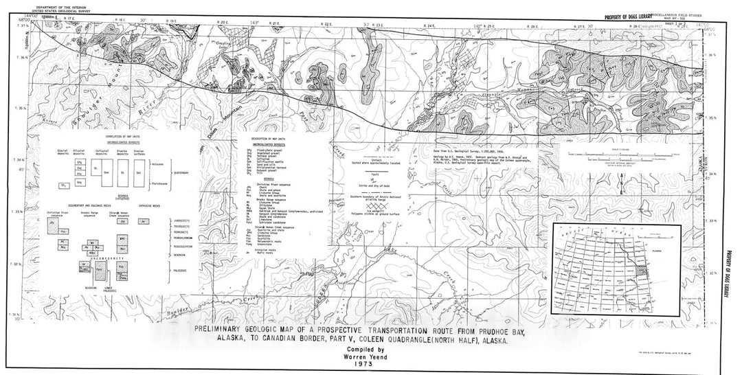 Map : Geologic map of a prospective transportation route from Prudhoe ...