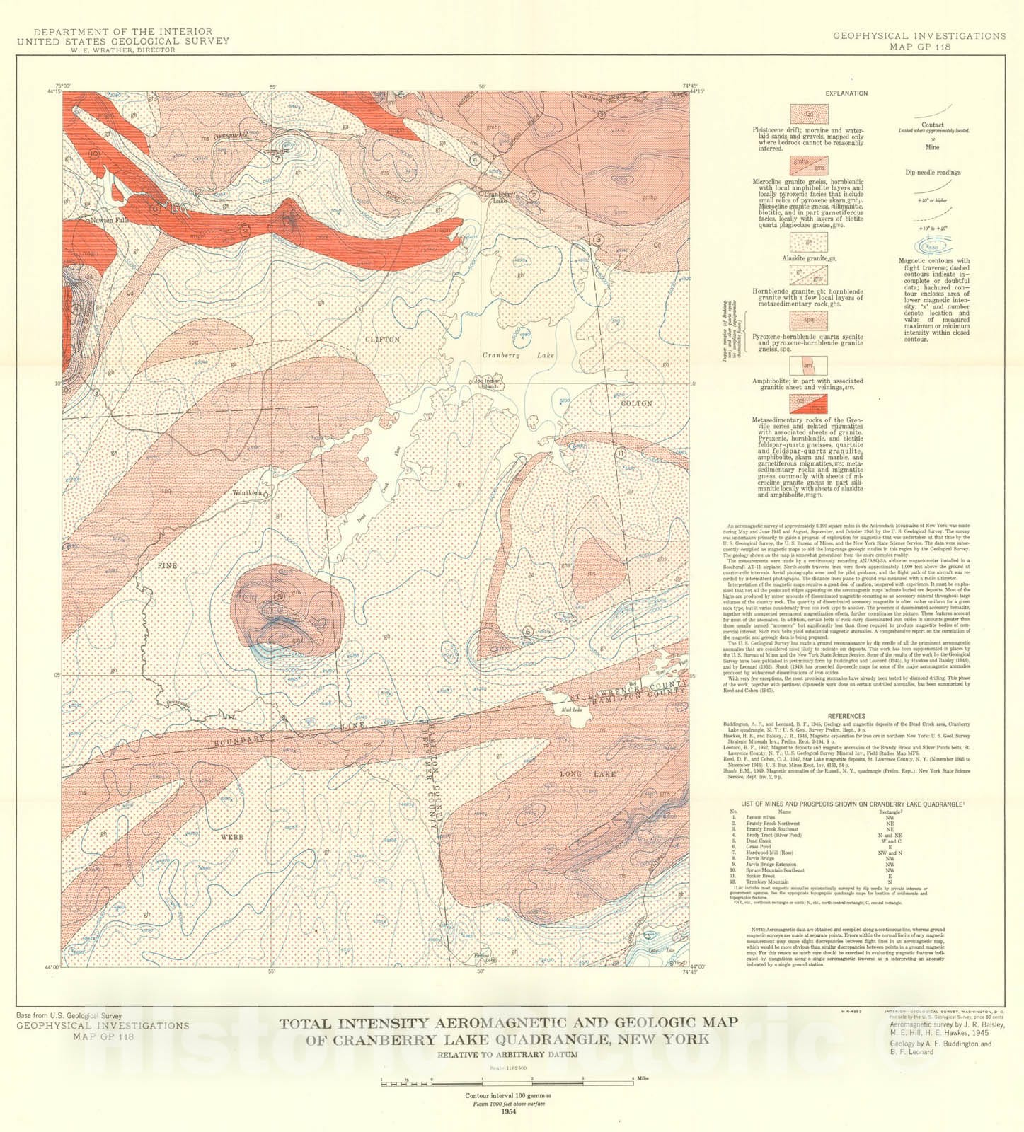 Map : Aeromagnetic survey and geologic map of the Cranberry Lake quadr ...