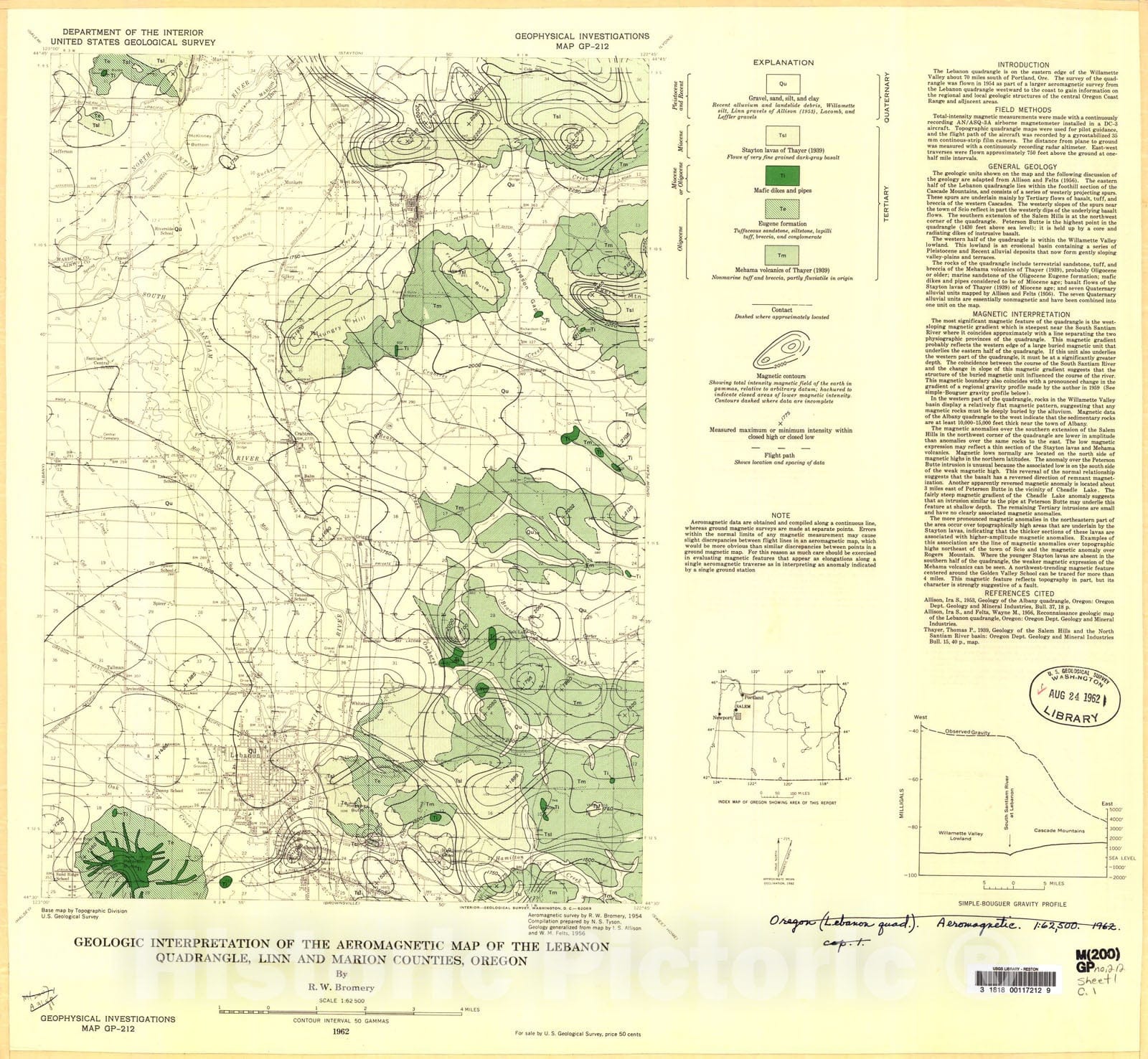 Map : Geologic interpretation of the aeromagnetic map of Lebanon quadr ...
