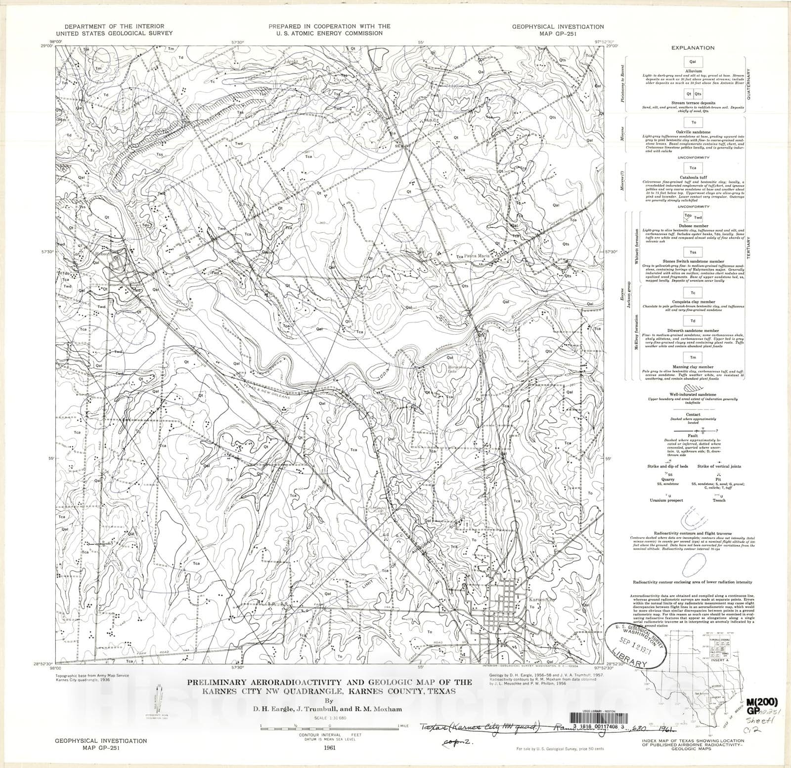 Map : Preliminary aeroradioactivity and geologic map of the Karnes Cit ...