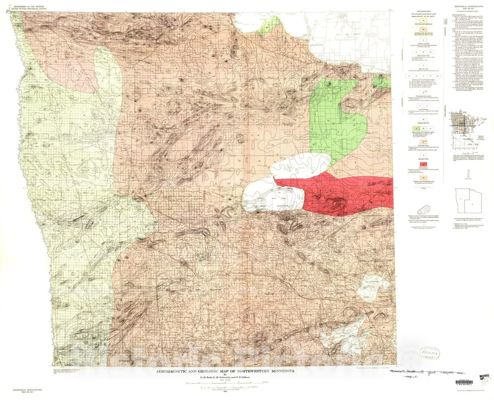 Map : Aeromagnetic and geologic map of northwestern Minnesota, 1964 Ca ...