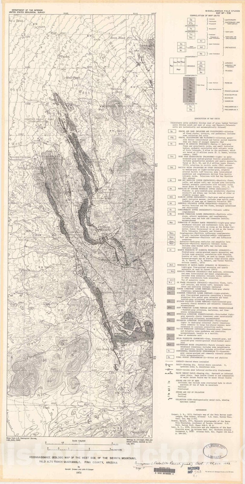 Map : Reconnaissance geologic map of the west side of the Sierrita Mou ...