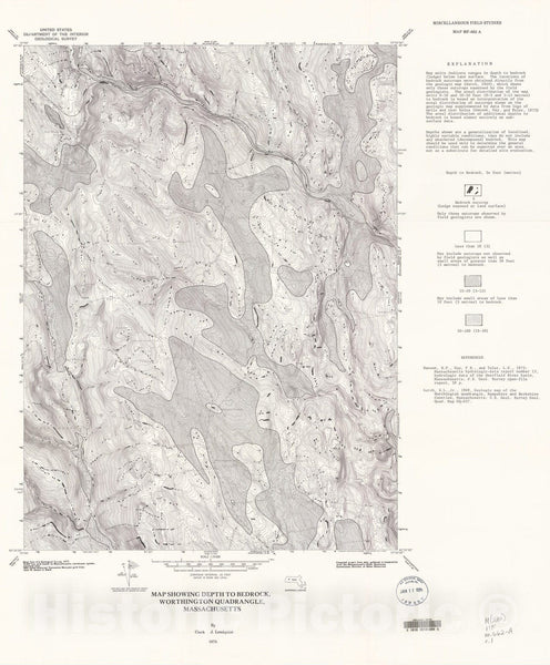 Map : Map showing depth to bedrock, Worthington quadrangle, Massachuse ...