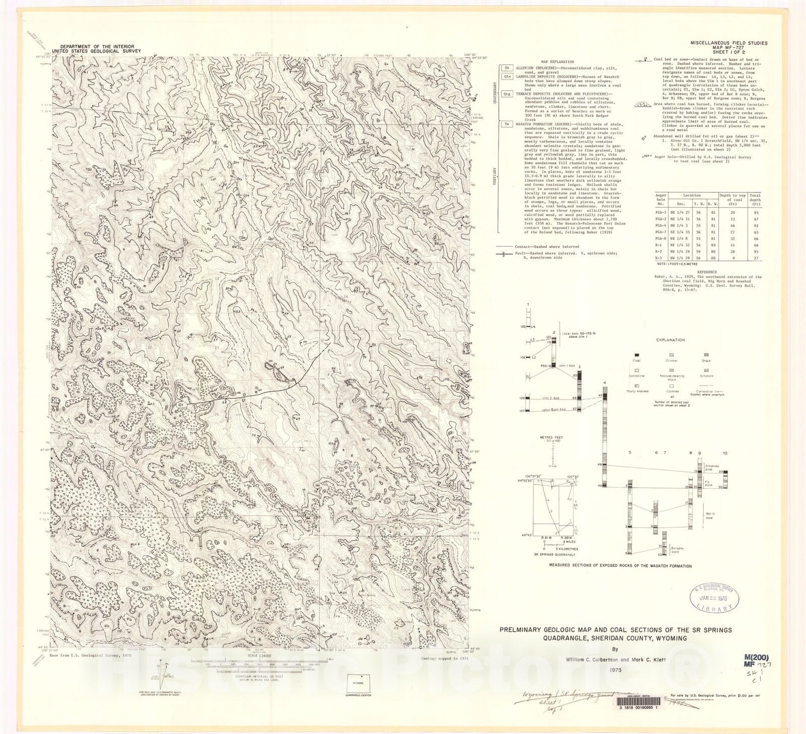 Map : Preliminary geologic map and coal sections of the SR Springs qua ...