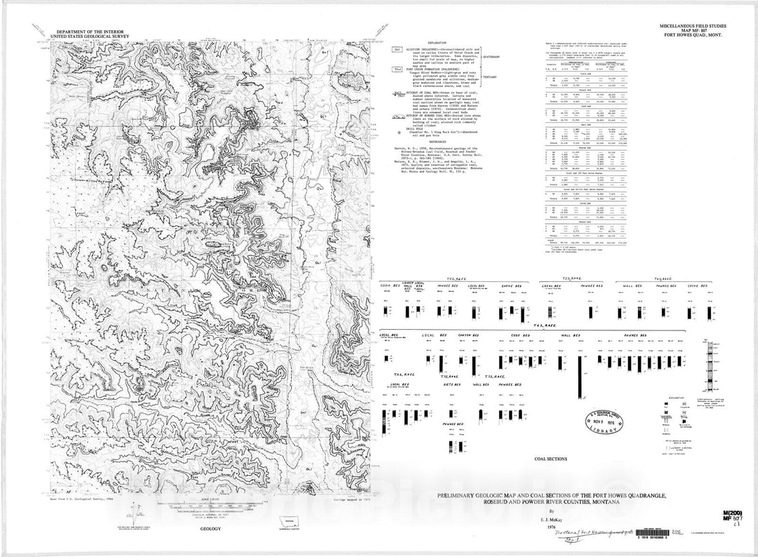 Map : Preliminary geologic map and coal sections of the Fort Howes qua ...