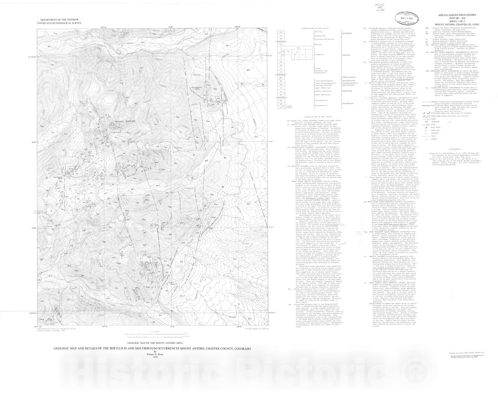 Mount Antero Colorado Mineral Map 1976 | USGS Geological – Historic ...