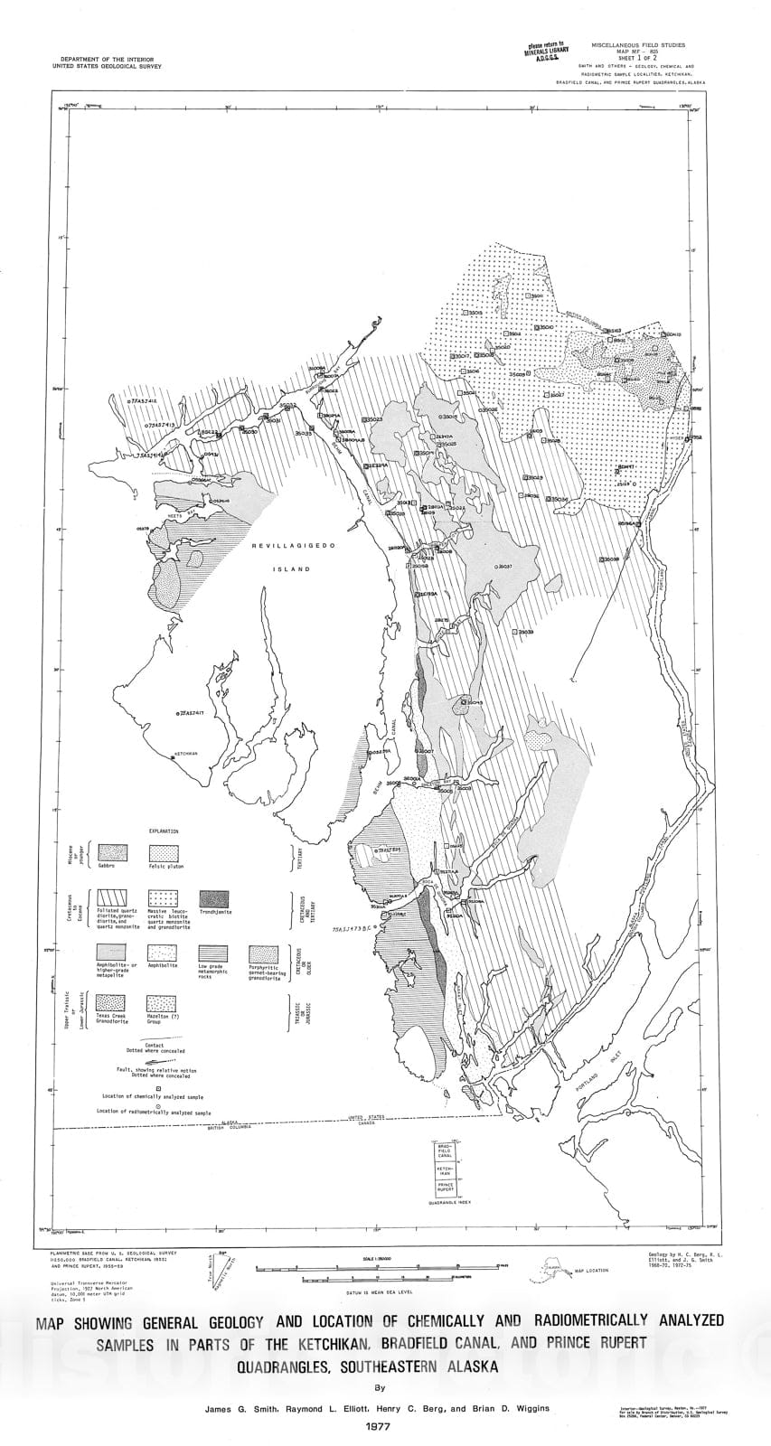 Map : Map showing general geology and location of chemically and radio ...