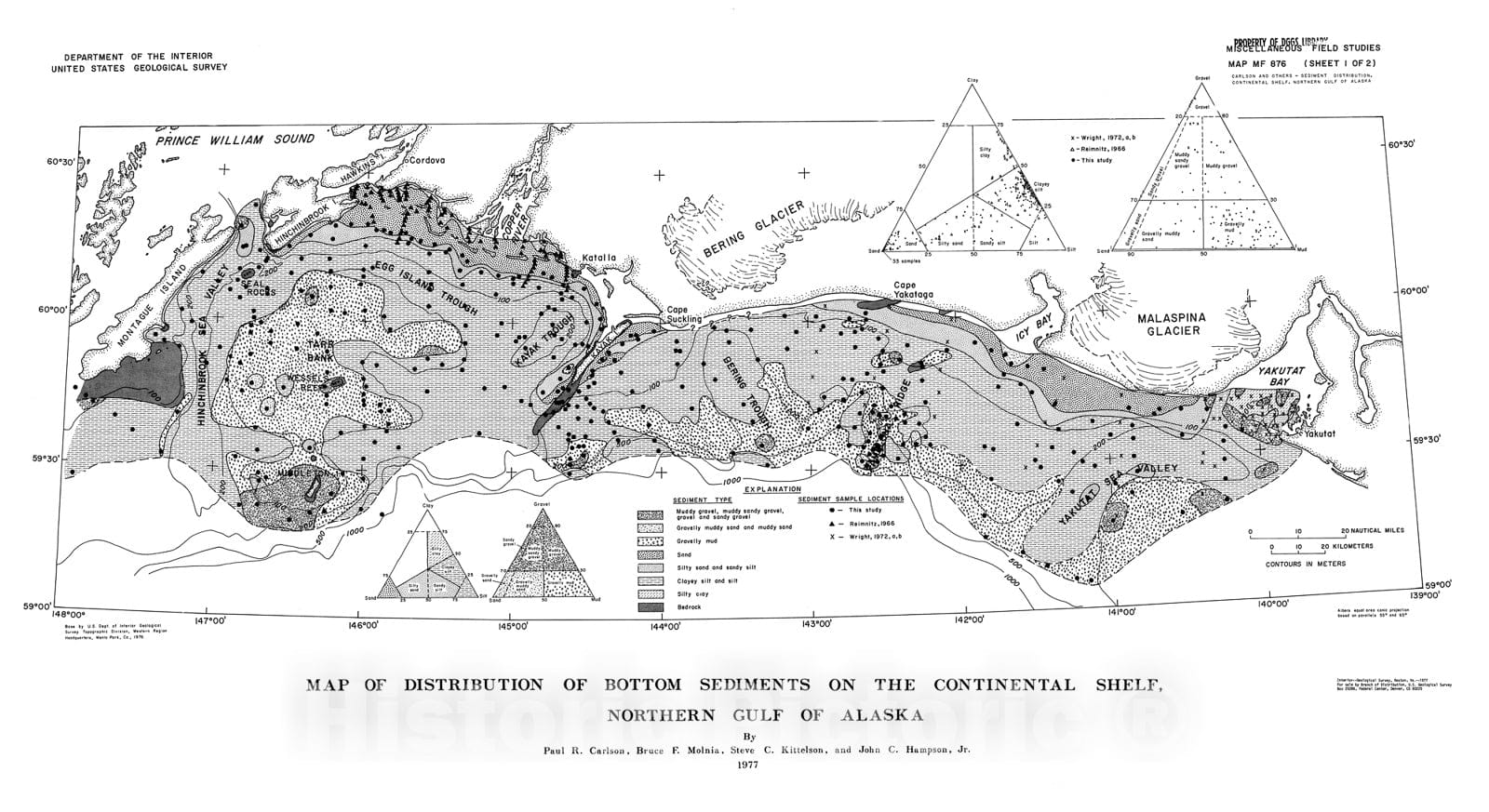 Map : Map of distribution of bottom sediments on the continental shelf ...