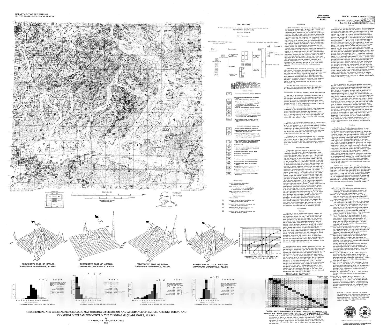 Map : Geochemical and generalized geologic map showing distribution an ...